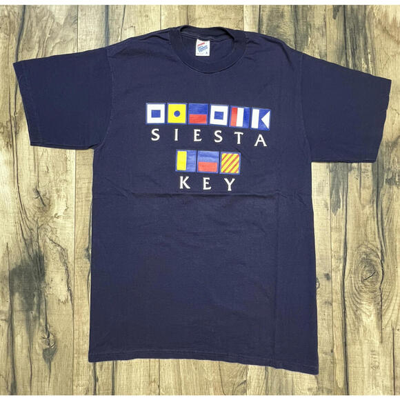 Jerzees | Shirts | Vintage 8s Single Stitch Siesta Key Flag Jerzees ...